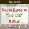 How to Respond to "How are you?" ("Come stai?") in Italian - Daily ...