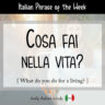 Italian Phrase: Cosa fai nella vita? (What do you do for a living ...