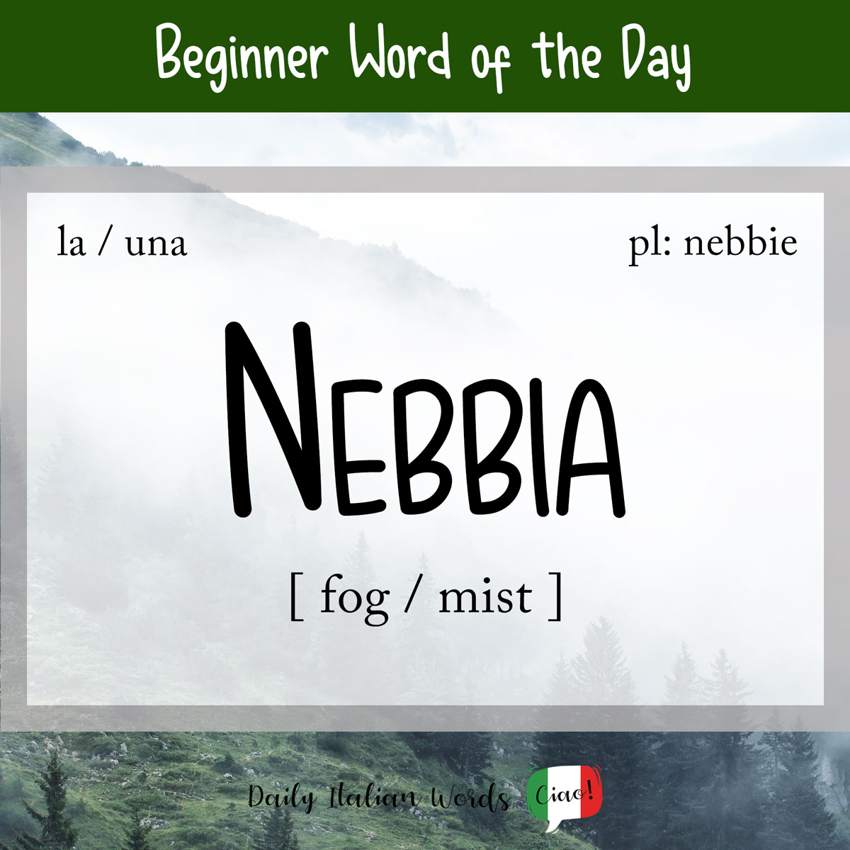 Italian Word of the Day: Nebbia (fog / mist) - Daily Italian Words