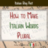 How to Make Italian Words Plural - Daily Italian Words