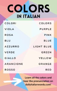 The Names of the Most Important Colors in Italian with Pronunciation ...