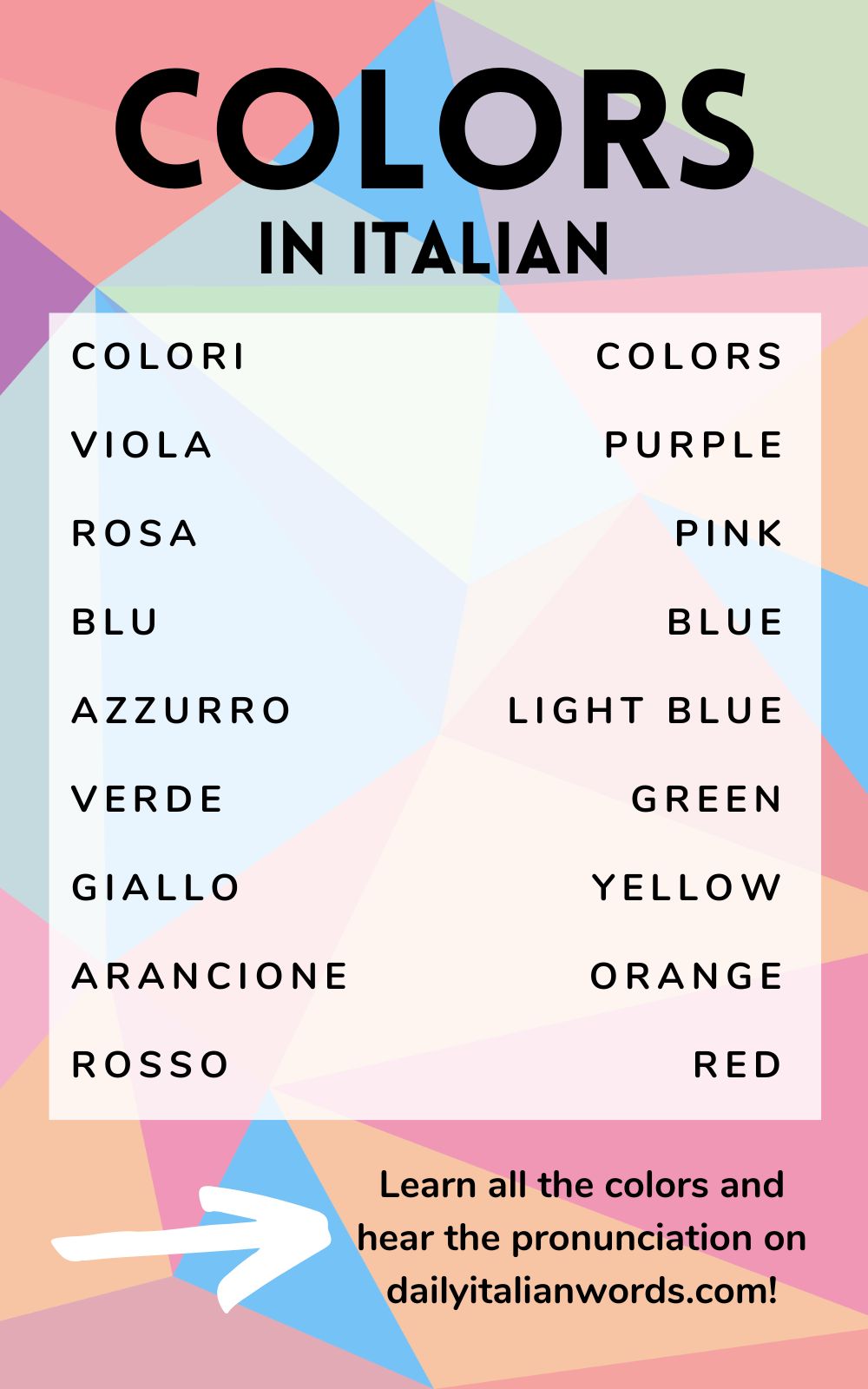 The Names of the Most Important Colors in Italian with Pronunciation ...