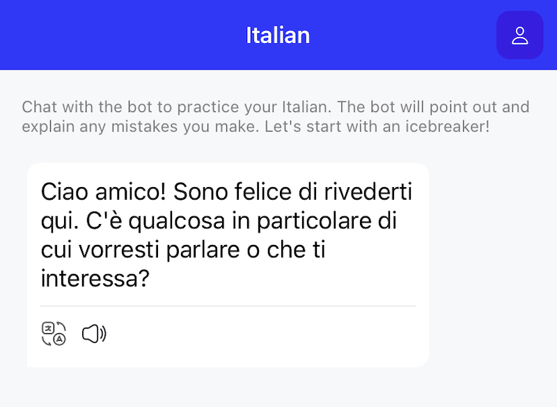 LangAI - Practise speaking Italian with an AI chatbot - Daily Italian Words