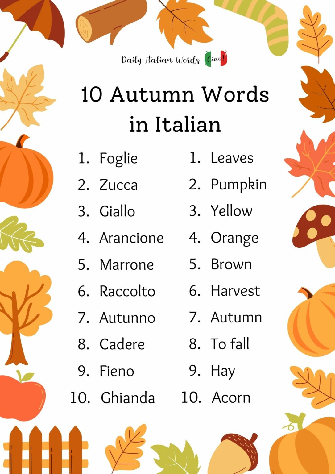 How to Say "Autumn" in Italian - Autunno - Daily Italian Words