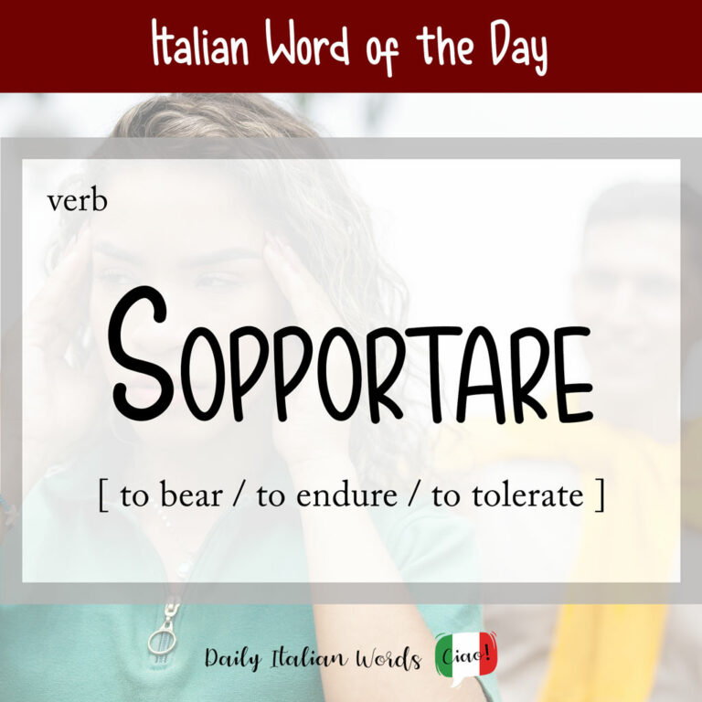 Italian Word of the Day: Sopportare (to bear / to endure / to tolerate ...
