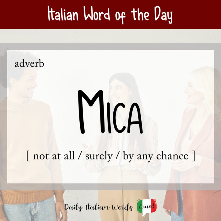 Italian Word of the Day: Mica (not at all / surely / by any chance ...